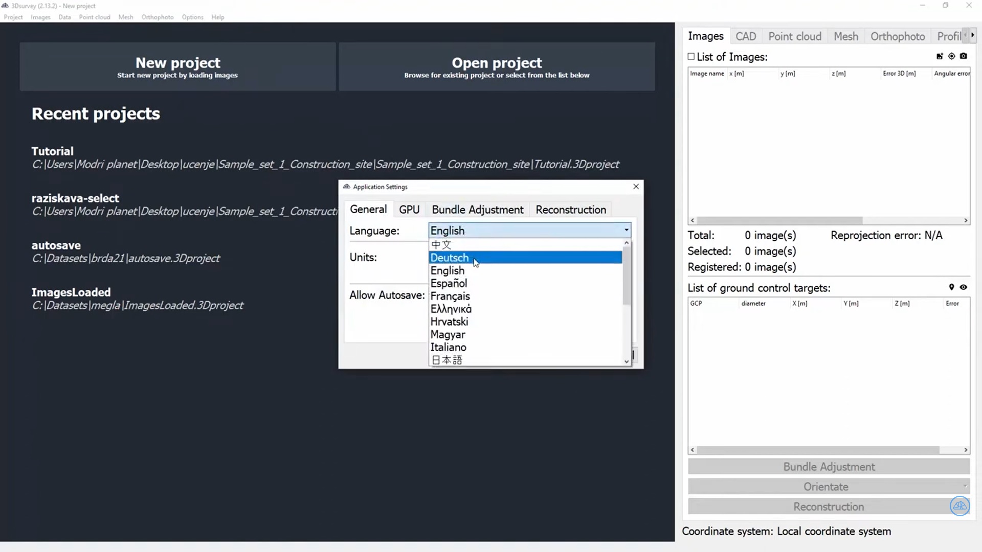 How to set up language of the software | 3Dsurvey
